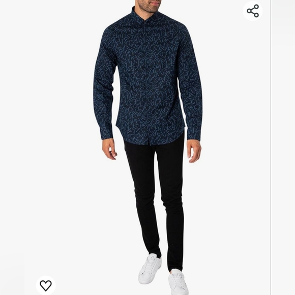 Armani Collezioni | Shirts | Armani Exchange Random Logo Slim Shirt ...